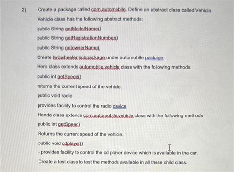 Solved Create A Package Called Comautomobile Define An