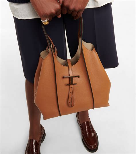 Timeless Medium Leather Tote Bag In Brown Tods Mytheresa