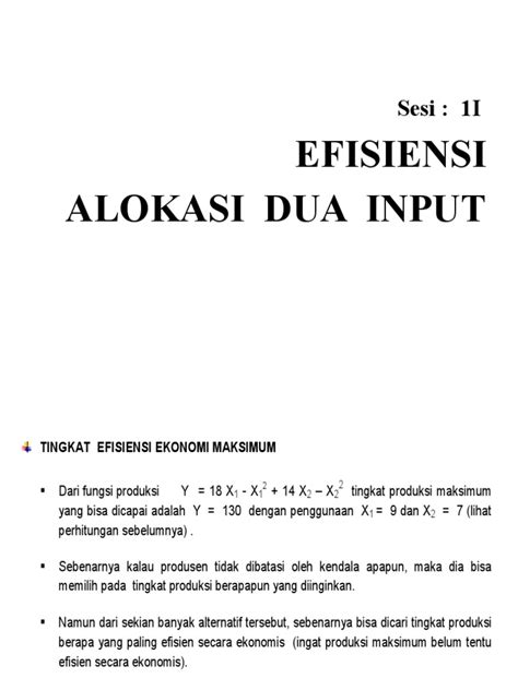 Efisiensi Alokasi Dua Macam Input Pdf