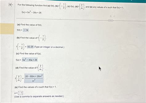 Solved Kfor The Following Function Find