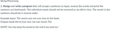 solved string processing 2 design and write a program that