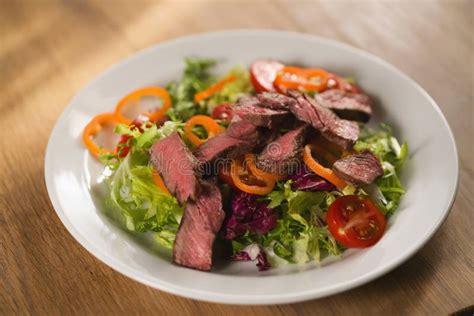 Salad With Sliced Filet Mignon Steak Stock Image Image Of Beef Dish
