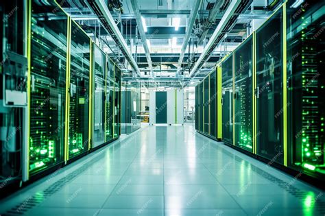 Premium Photo Wide Angle Shot Showing The Scale Of A Massive Data Center