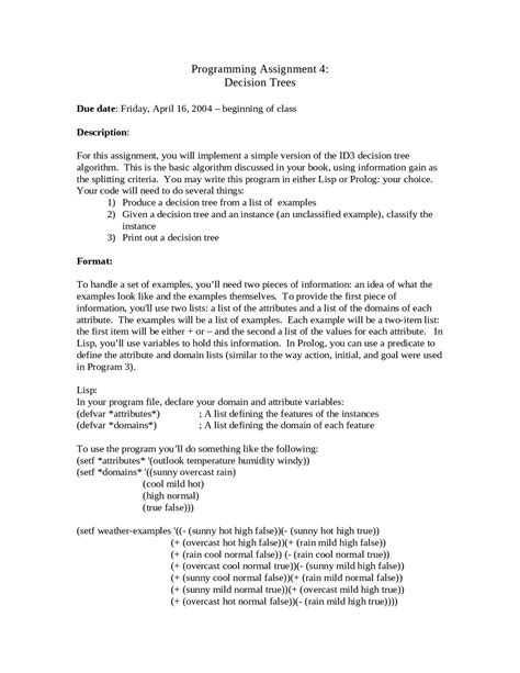 Programming Assignment 4 Decision Trees Itk 34000 Docsity