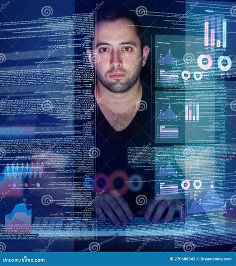 Working On New Code Cropped Shot Of A Young Computer Programmer Looking Through Data Stock