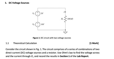 Solved 1 Dc Voltage Sources Figure 1 Dc Circuit With Two