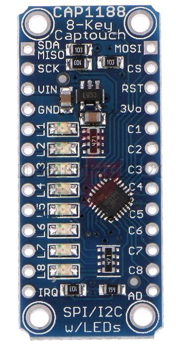 Cap1188 I2c Spi 8 Key Capacitive Touch Sensor Breakout Board — Pmd Way