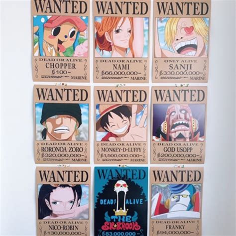 โปสเตอร์ค่าหัวกลุ่มหมวกฟาง วันพีช Onepiece 9ใบ Shopee Thailand