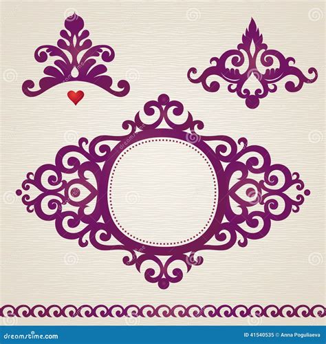 Vector Set With Classical Ornament In Victorian Style Stock Vector