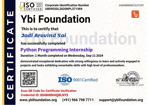 How To Secure A Python Programming Internship With Ybi Jadi Aravind