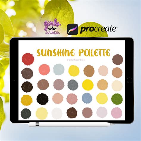 Procreate Sunshine Color Palette Procreate Sunny Palette 30 Summer Color Swatches Procreate