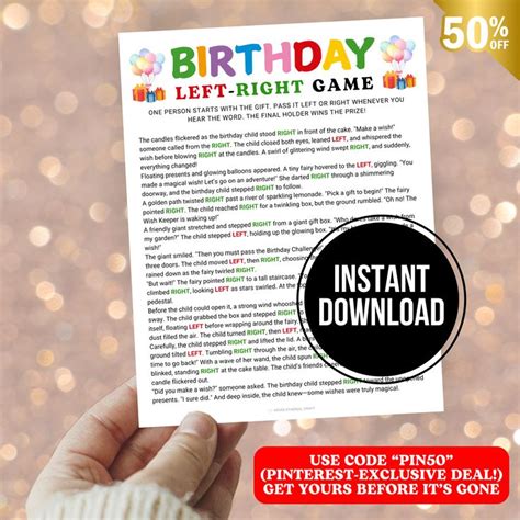 Printable Birthday Left Right Games Pass The Prize Game Pass The T