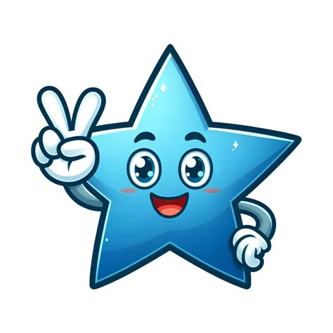 Ai Generated Blue Star Cartoon Character With Peace Pose 41638515 Png