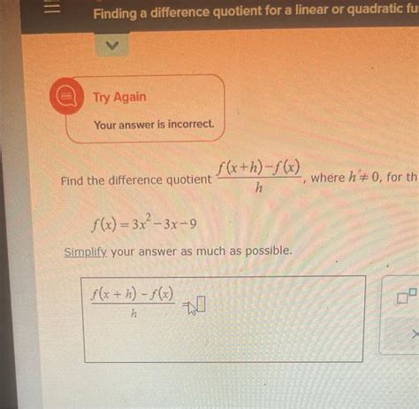 Solved Finding A Difference Quotient For A Linear Or Chegg