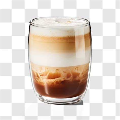 A Clear Glass Coffee Cup Showcasing A Velvety Latte The Layers Of Milk And Espresso Premium Ai