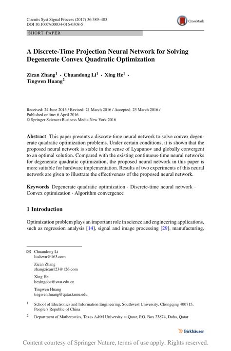 A Discrete Time Projection Neural Network For Solving Degenerate Convex Quadratic Optimization