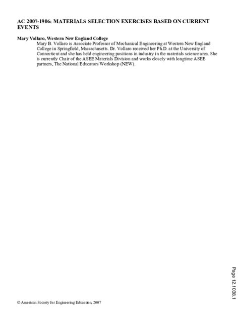Pdf Materials Selection Exercises Based On Current Events