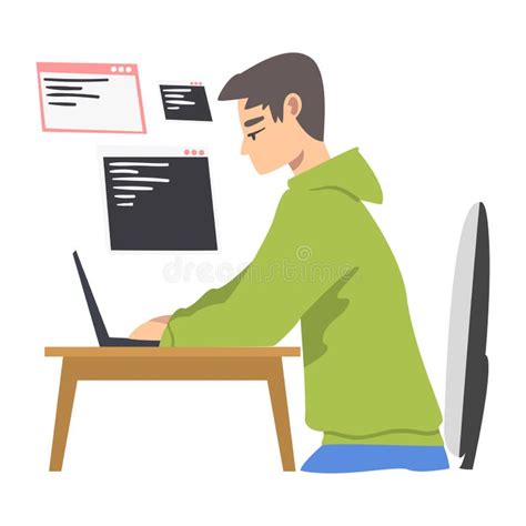Male As Software Developer Or Programmer Engaged In Coding In Server