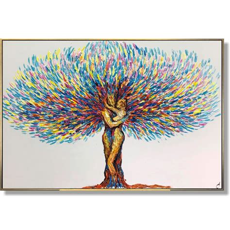 Abstract Tree Of Life Art Of Lovers With Vibrant Colors Symbolic Love Tree Painting Nature And