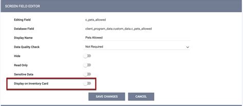 Configuring The INVENTORY Dashboard