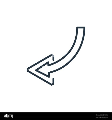 Curved Left Arrow Outline Vector Icon Thin Line Black Curved Left Arrow Icon Flat Vector