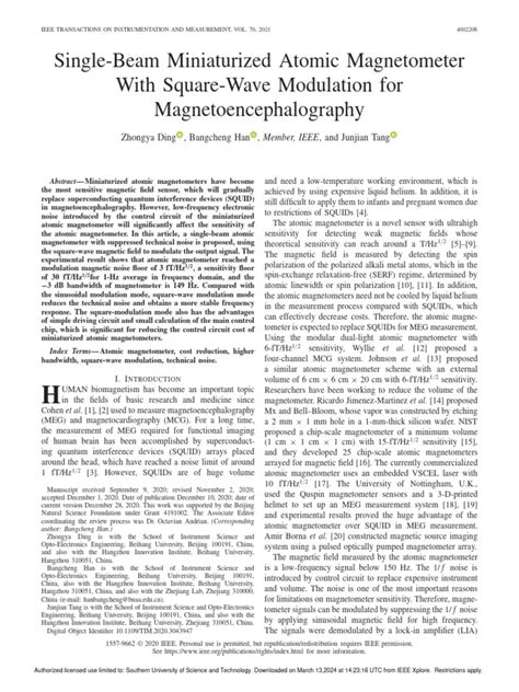 Single Beam Miniaturized Atomic Magnetometer With Square Wave