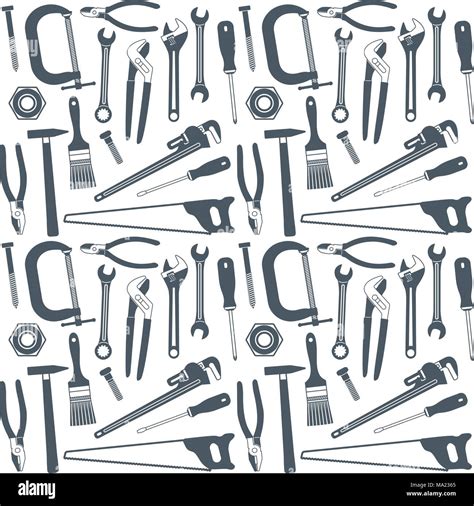 Vector Seamless Pattern Background With Various Tools Stock Vector Image Art Alamy