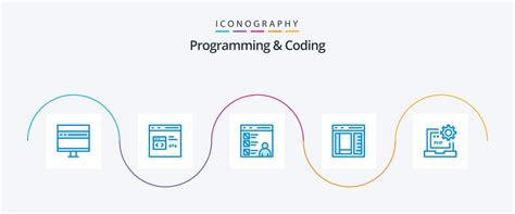 Programming And Coding Blue 5 Icon Pack Including Develop Code Develop Page Develop 19732526