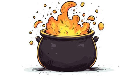 Whimsical Cartoon Doodle Of Exploding Cauldron Premium Ai Generated