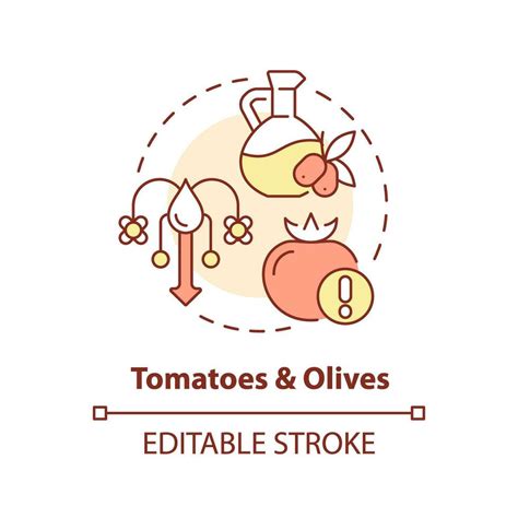 Editable Tomatoes And Olives Icon Representing Heatflation Concept Isolated Vector Global