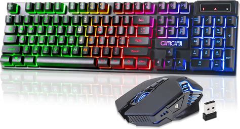 Chonchow Wireless Keyboard And Mouse Combo 2 4g Rechargeable Usb Wireless Rainbow