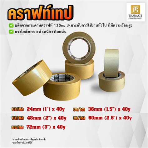 {แบบม้วน} คราฟท์เทป Kraft Tape 1 นิ้ว 3 นิ้ว ยาว 40 หลา กระดาษคราฟท์ Th