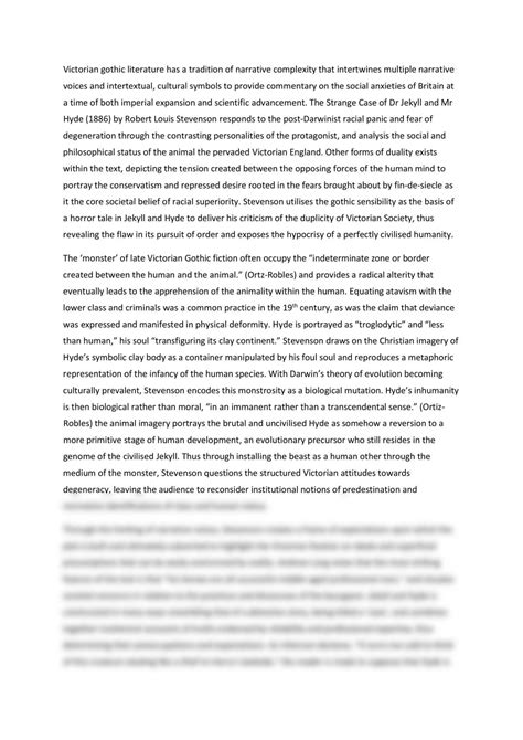 Jekyll And Hyde Gothic Essay English Advanced Year 11 Hsc Thinkswap