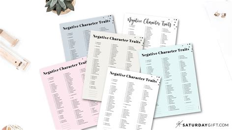 Negative Character Traits List Negative Qualities Examples SaturdayGift