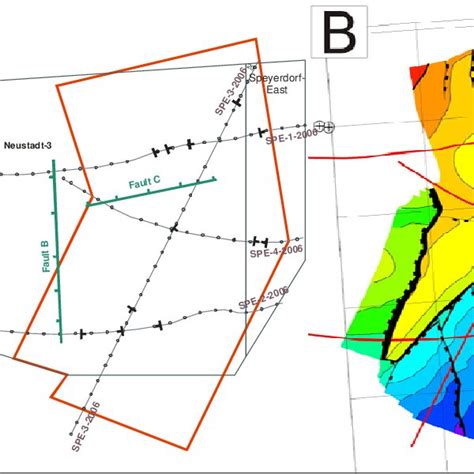 a coherence time slice red lines indicate faults from time slice