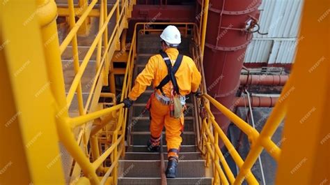 Premium Photo An Oil And Gas Central Processing Platforms Process Engineer Ascends To The Top