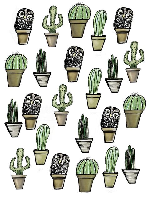 Owl And Cactus By Miarsmoller Redbubble