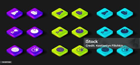 배구 공 스톱워치 어워드 컵 볼링 컬링 스포츠 게임 스톤 배드민턴 셔틀콕 아이콘 세트 벡터 3차원 형태에 대한 스톡 벡터 아트 및 기타 이미지 Istock