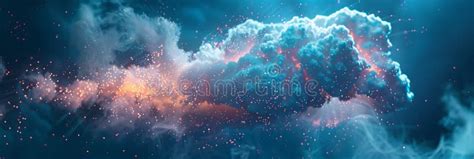 an abstract visualization of cloud computing with digital elements