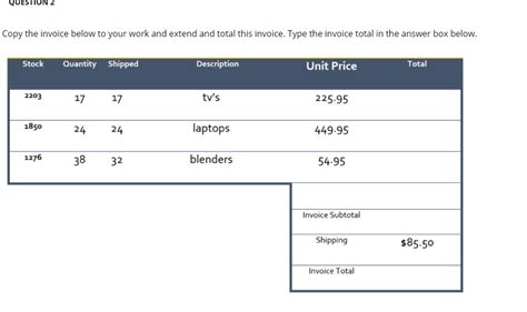 Solved QUESTION 2 Copy The Invoice Below To Your Work And Chegg Com
