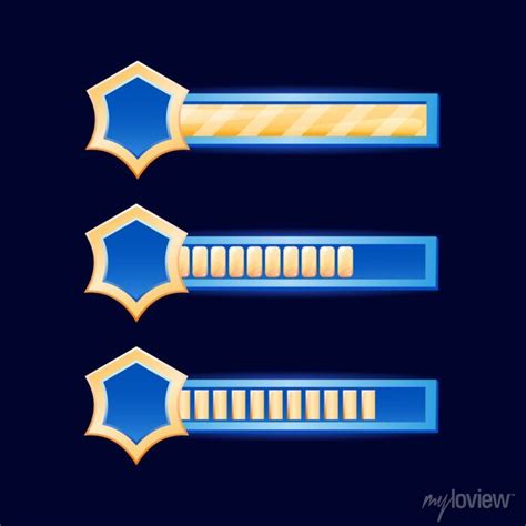 Fantasy Game Ui Bar With Golden Shield Border For Gui Asset Elements Wall Mural • Murals Xp