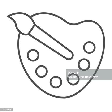 페인트 팔레트와 브러시 드로잉 그림 얇은 선 아이콘 교육 개념 흰색 배경에 아트 벡터 기호 모바일 개념 및 웹 디자인을위한 윤곽 스타일 아이콘 벡터 그래픽 10에 대한 스톡