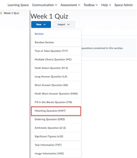 Creating Matching Questions