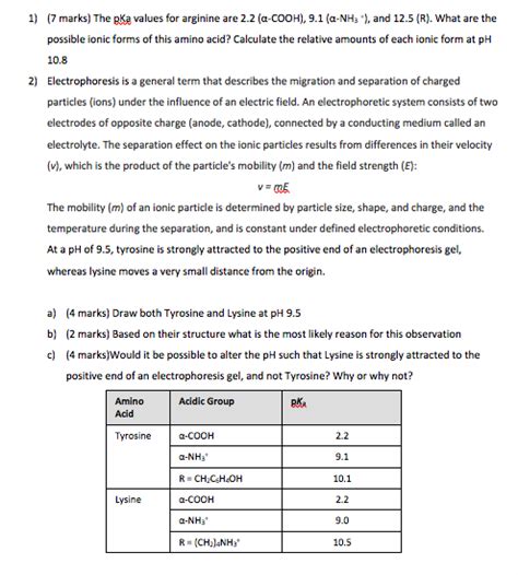 1 7 Marks The Pka Values For Arginine Are 22
