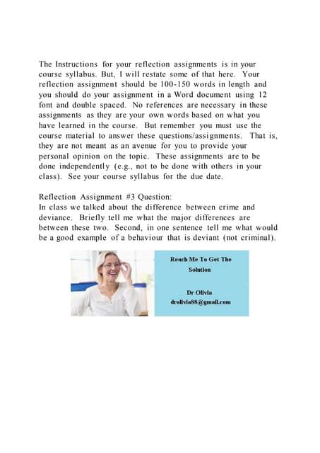 The Instructions For Your Reflection Assignments Is In Your Course Pdf