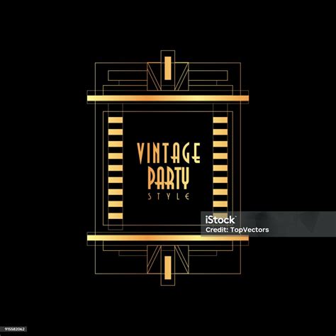 빈티지 파티 스타일 벡터 일러스트 레이 션 초대장 인사말 카드 현수막 포스터 전단지 또는 배너에 대 한 금색과 검은색 우아한
