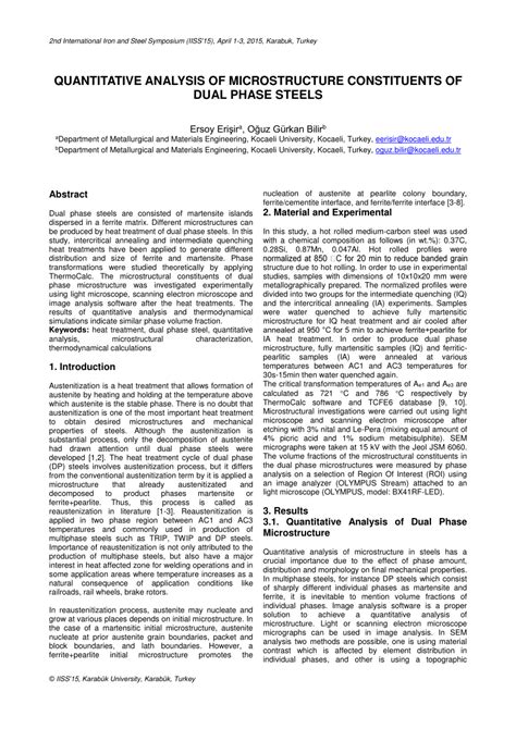 Pdf Quantitative Analysis Of Microstructure Constituents Of Dual Phase Steels