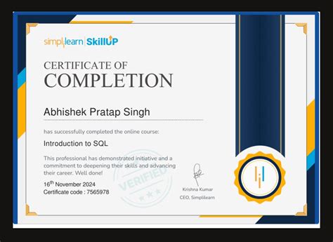 Sqllearning Certificate Skillup Abhishek Pratap Singh