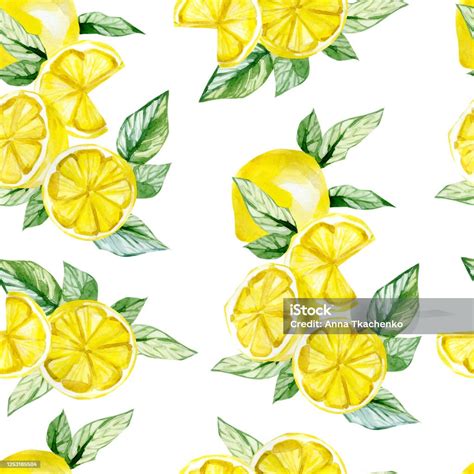 수채화 감귤류 레몬 매끄러운 패턴 직물 직물 포장지 벽지 장식을위한 꽃 여름 과일 유치한 패턴 녹색에 대한 스톡 벡터 아트 및 기타 이미지 Istock
