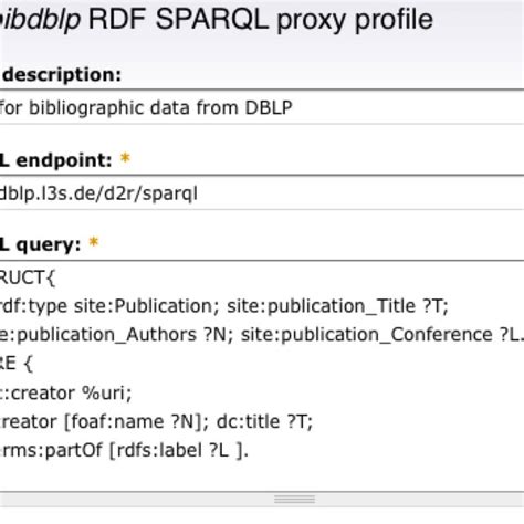 A List Of Sparql Results Left And An Rdf Sparql Proxy Profile Form
